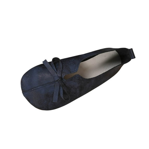 Blue Women'S Flat Shoes Soft Soled Round Toe Closed Toe Ankle Wrapping ...
