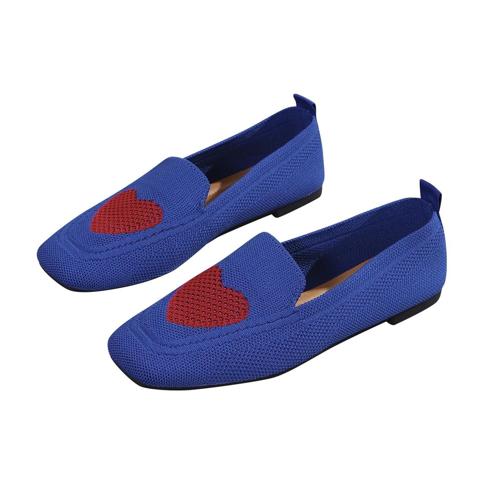 Blue Women S Large Size Flat Slip On Loafers With Round Toe And ...
