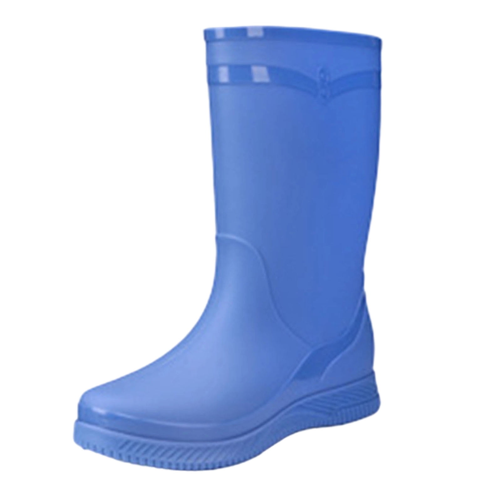 Blue Women'S Rain Boots Long Tube Fleece Lined Waterproof For Winter ...