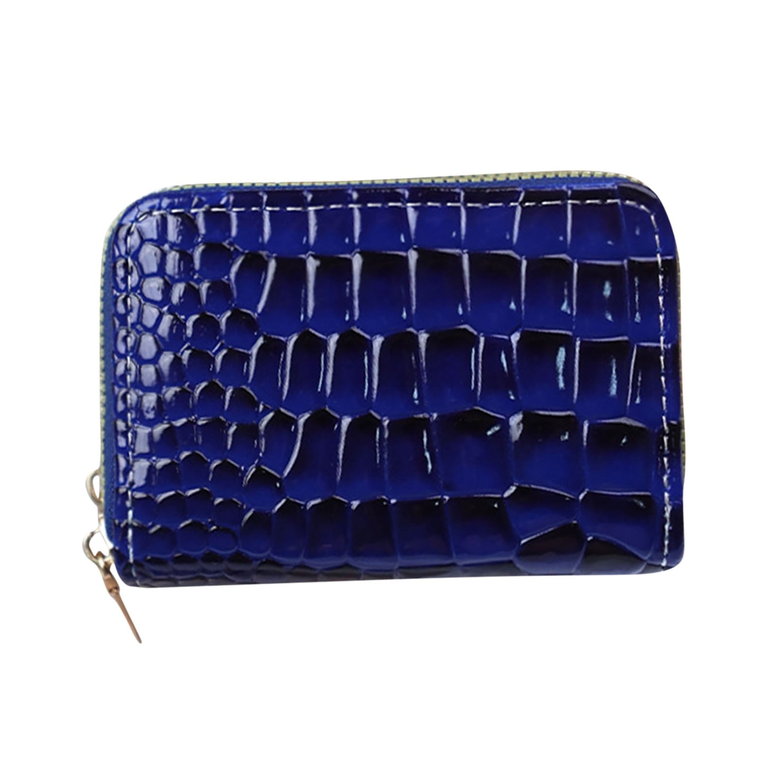 Blue Women'S Short Zipper Wallet Crocodile Embossed Solid Color Multi ...