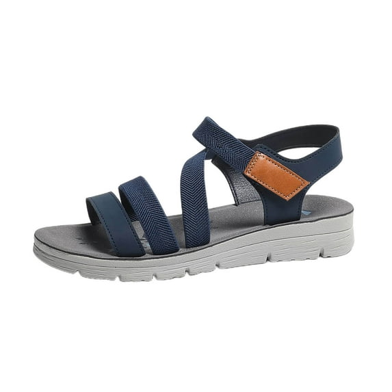 Blue Women'S Spring Summer Beach Shoes With Elastic Strap Design ...