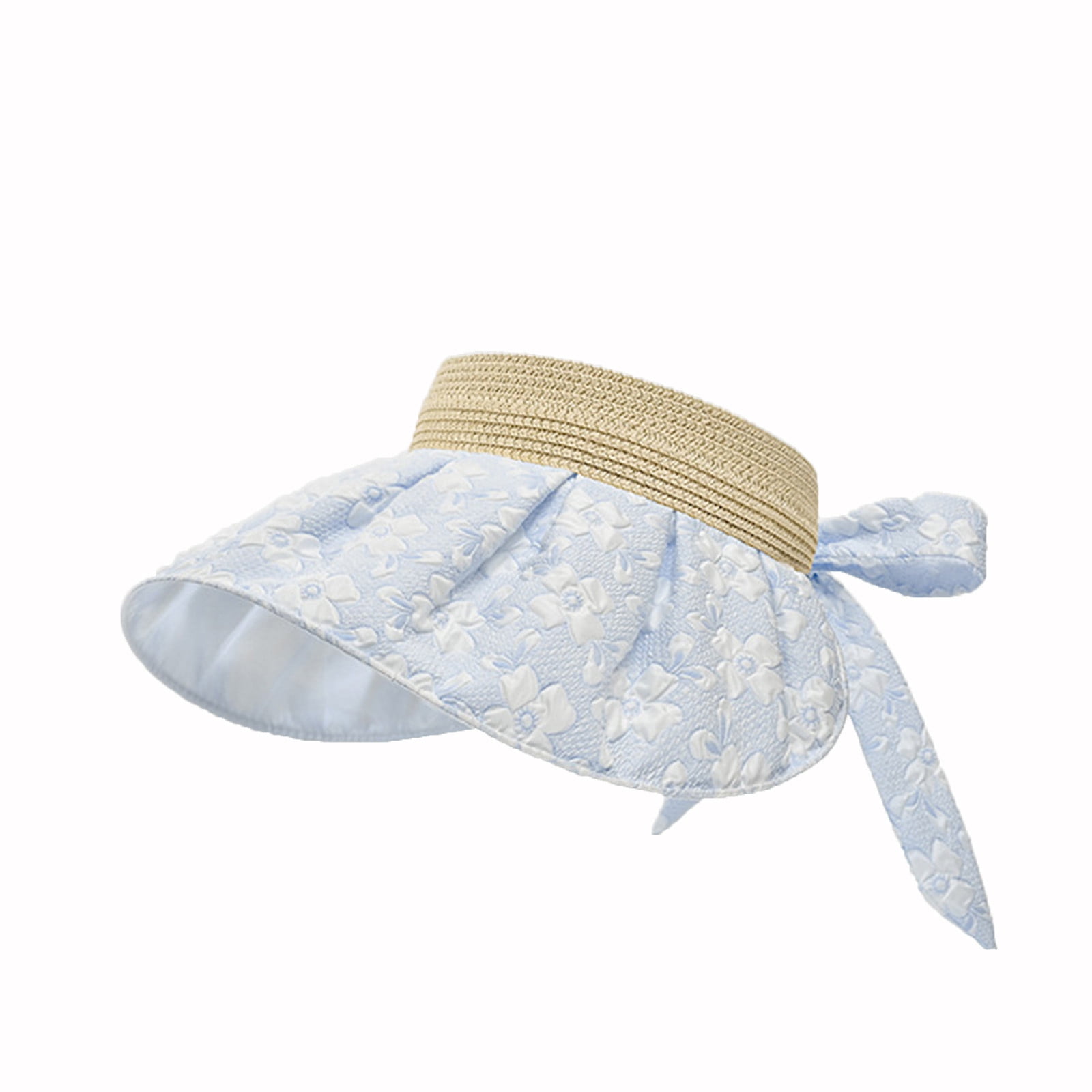 Blue Women'S Sun Hat Summer Foldable Thin Large Brim Empty Hat Straw ...