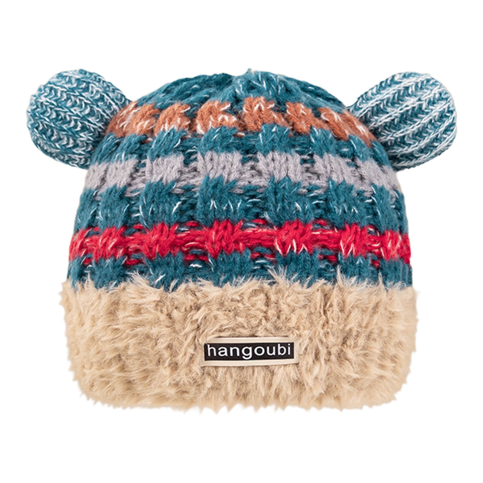Blue Women Winter Warm Wool Bear Knitted Hat Unisex Outdoor Casual Soft ...
