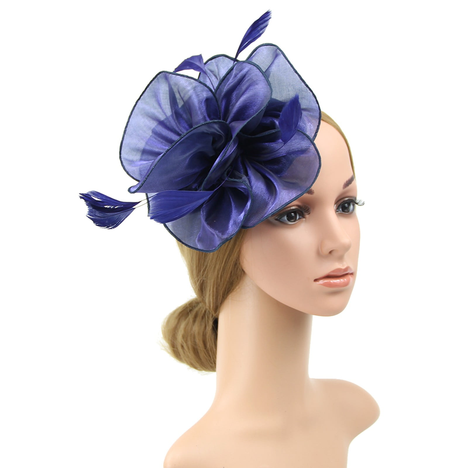 Blue Women's Headbands, Hat For Women Wedding Flower Cocktail Mesh ...