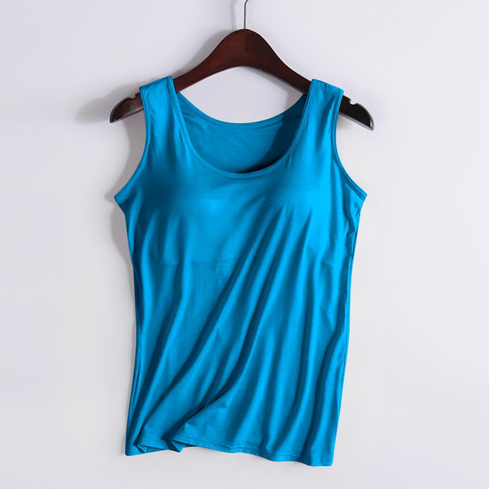 Blue Women's Tanks, Women'S Fashionable Casual Padded Tank Top Without ...