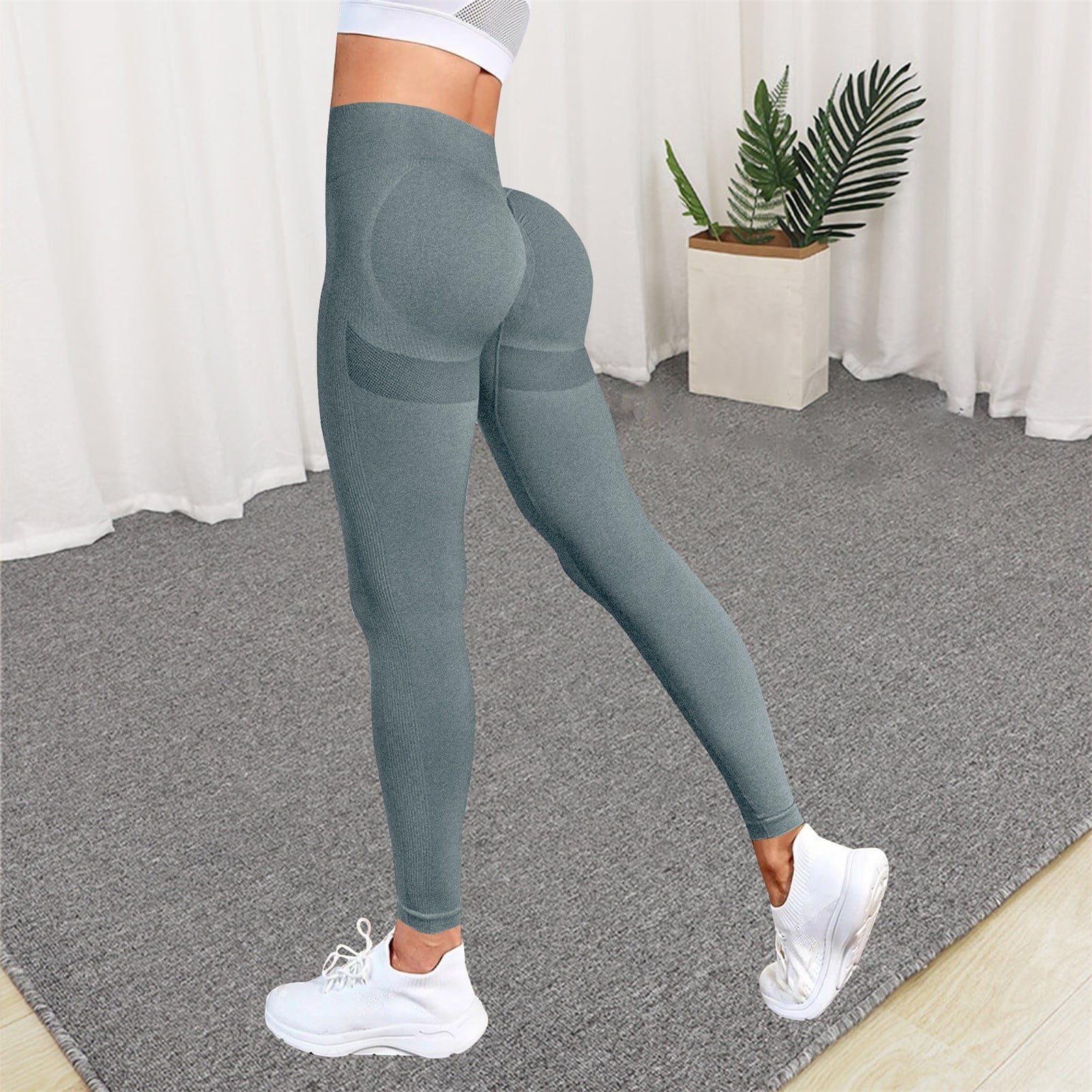 Blue Women's Yoga Pants, Women'S High Waist Belly Long Yoga Solid Color Breathable Running ...