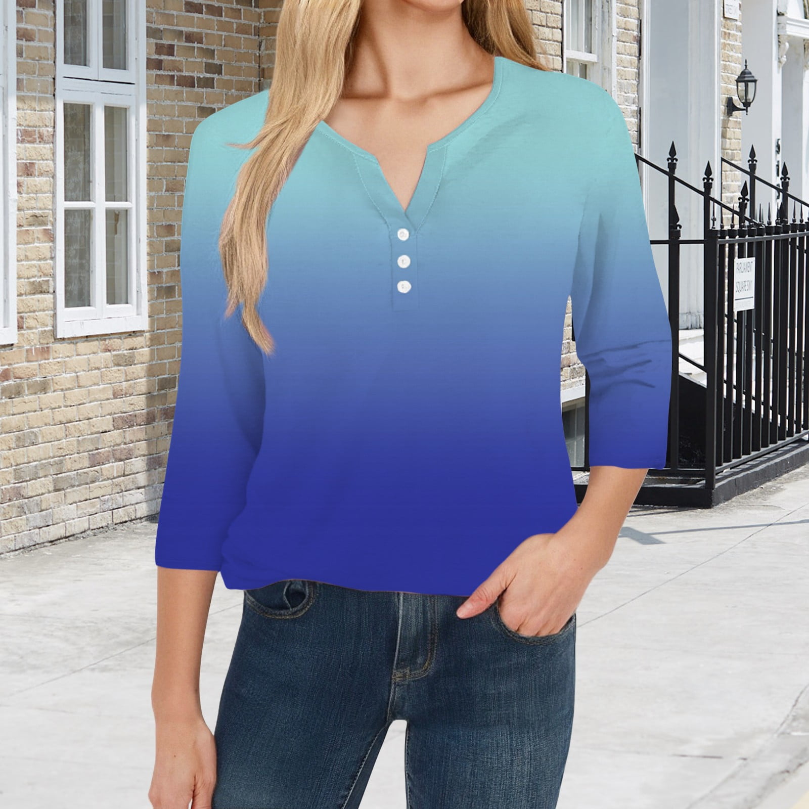 Blue Womens Blouses Womens Tops Dressy Casual Long Sleeve Shirt Trendy ...