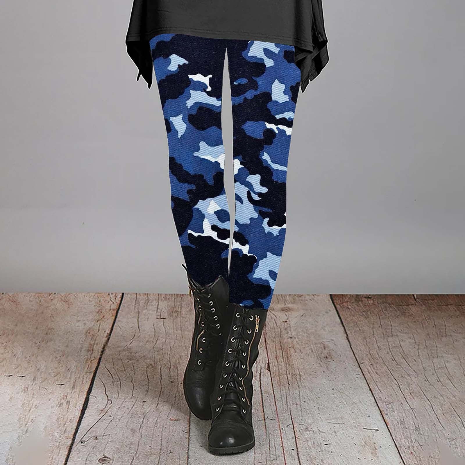 Blue Womens Leggings Women's Autumn and Winter Camouflage Leggings ...