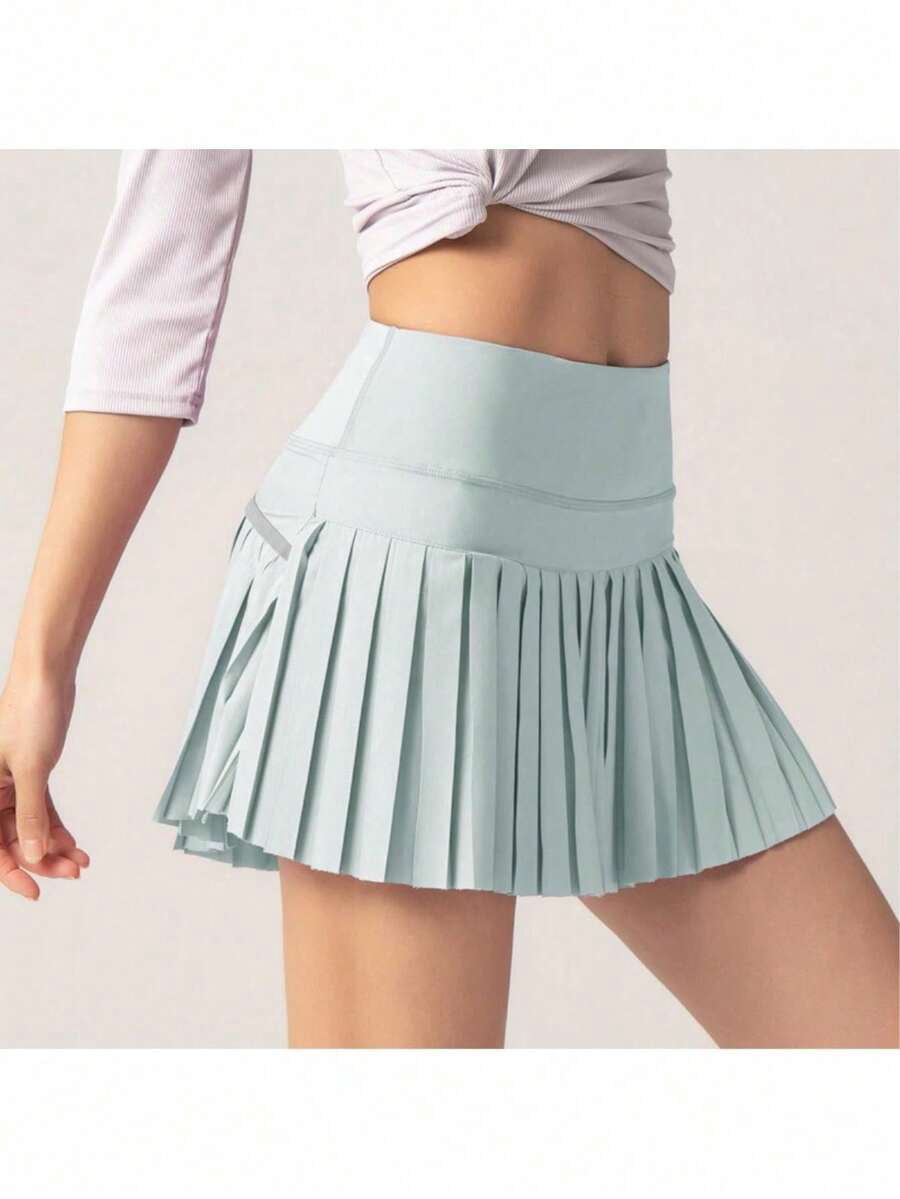 Blue Womens Pleated Athletic Tennis Skort With Pockets High Waisted ...