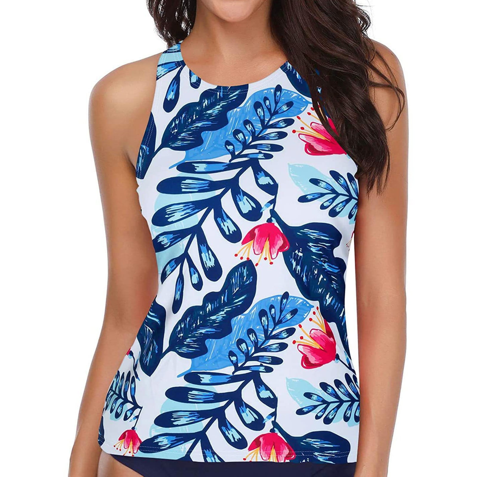Blue Womens Plus Tankinis Women's Spring Summer Solid Color with Breast ...