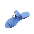 Blue Womens Summer Casual Round Head Comfy Slippers Beach Casual ...