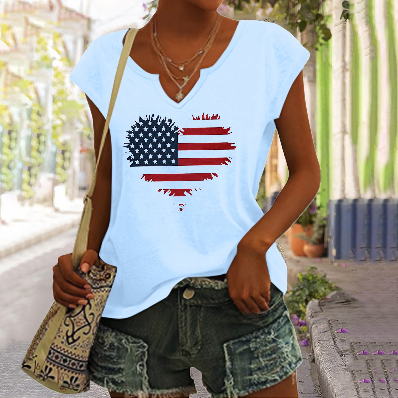 Blue Womens Summer Tops Summer Tops for Women T Shirts Beach Vacation ...