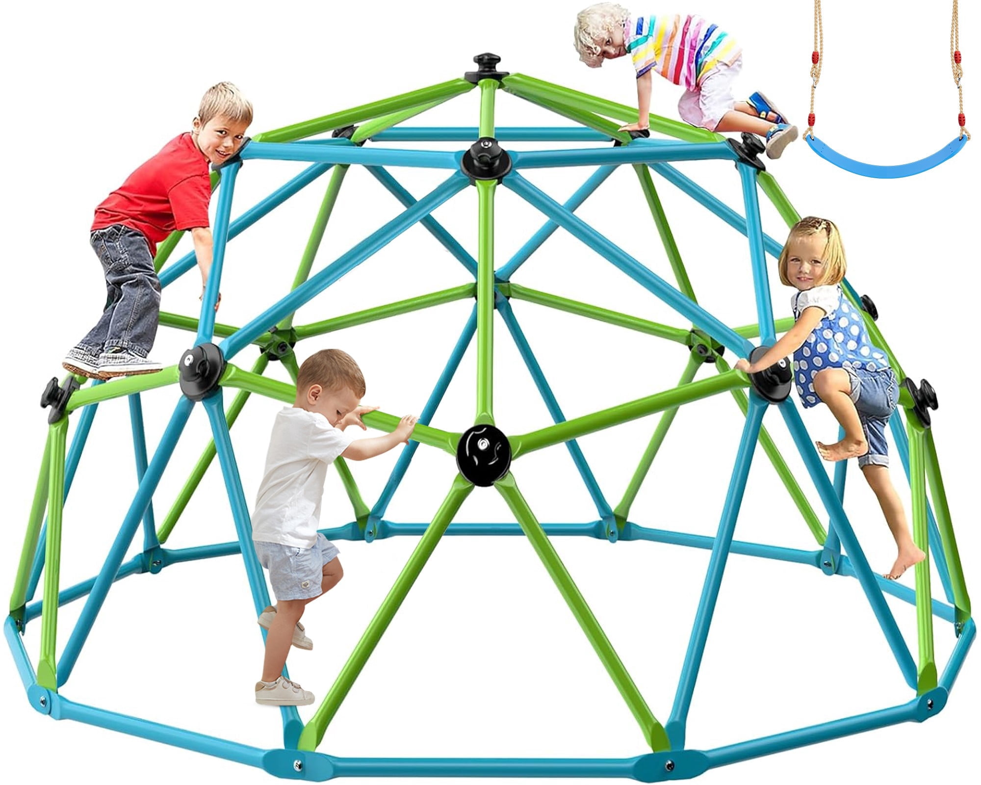 Blue Wood 10-Foot Outdoor Climbing Dome - Durable Kids Play Structure ...
