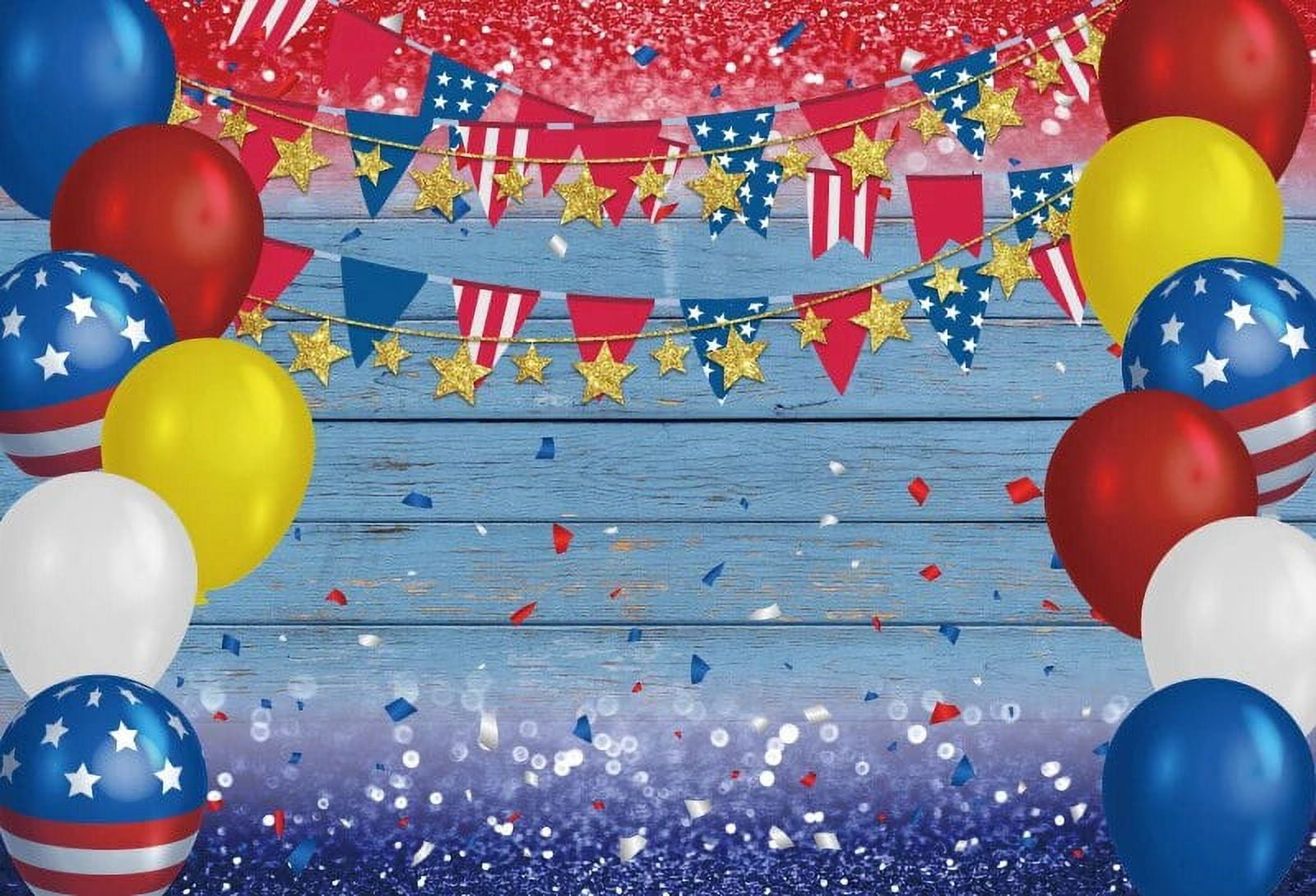 Blue Wood Board Balloons Birthday Photo Background Independence Day ...