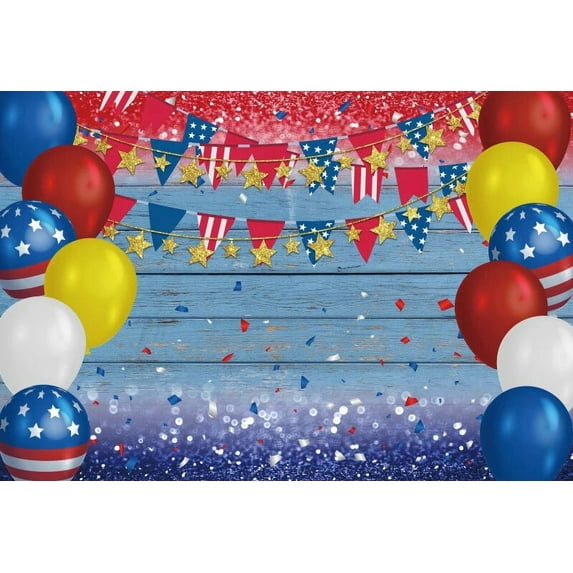 Blue Wood Board Balloons Birthday Photo Background Independence Day ...