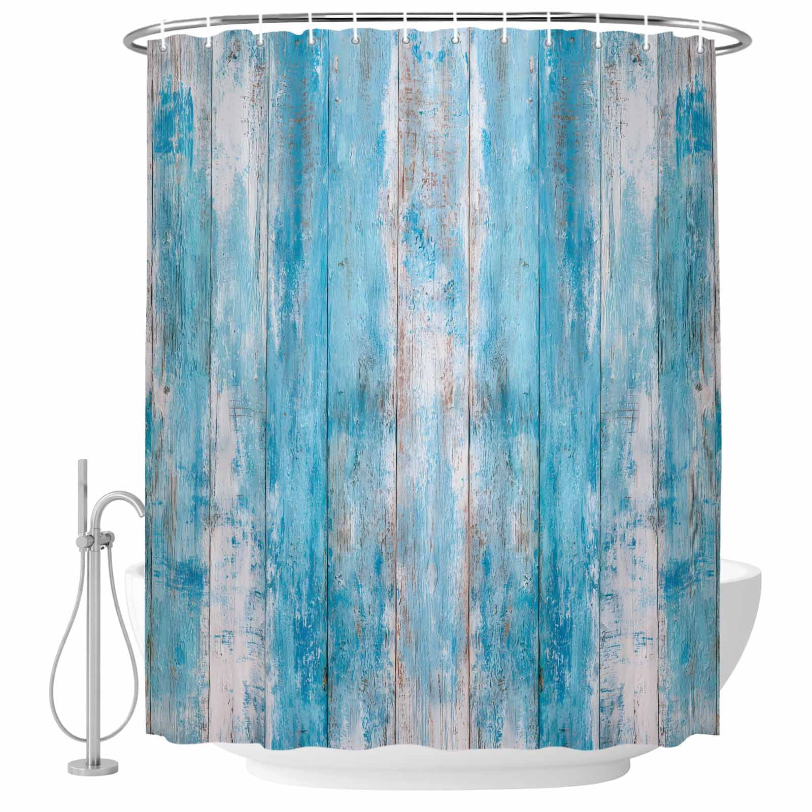 Blue Wood Grain Shower Curtain, 60"x72", Vintage Distressed Wood Blue ...