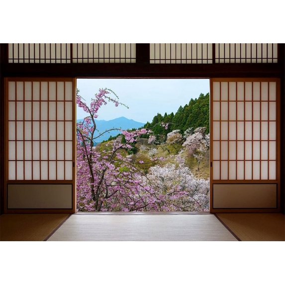 Blue Wood Photography Backdrop Spring Theme Yellow White Flower Plank ...