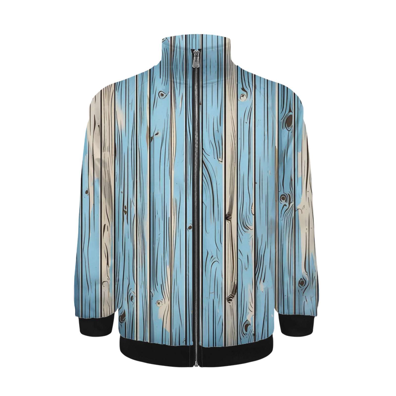 Blue Wood Plank Texture Jacket Men's Street Cool Long Sleeves Coat ...