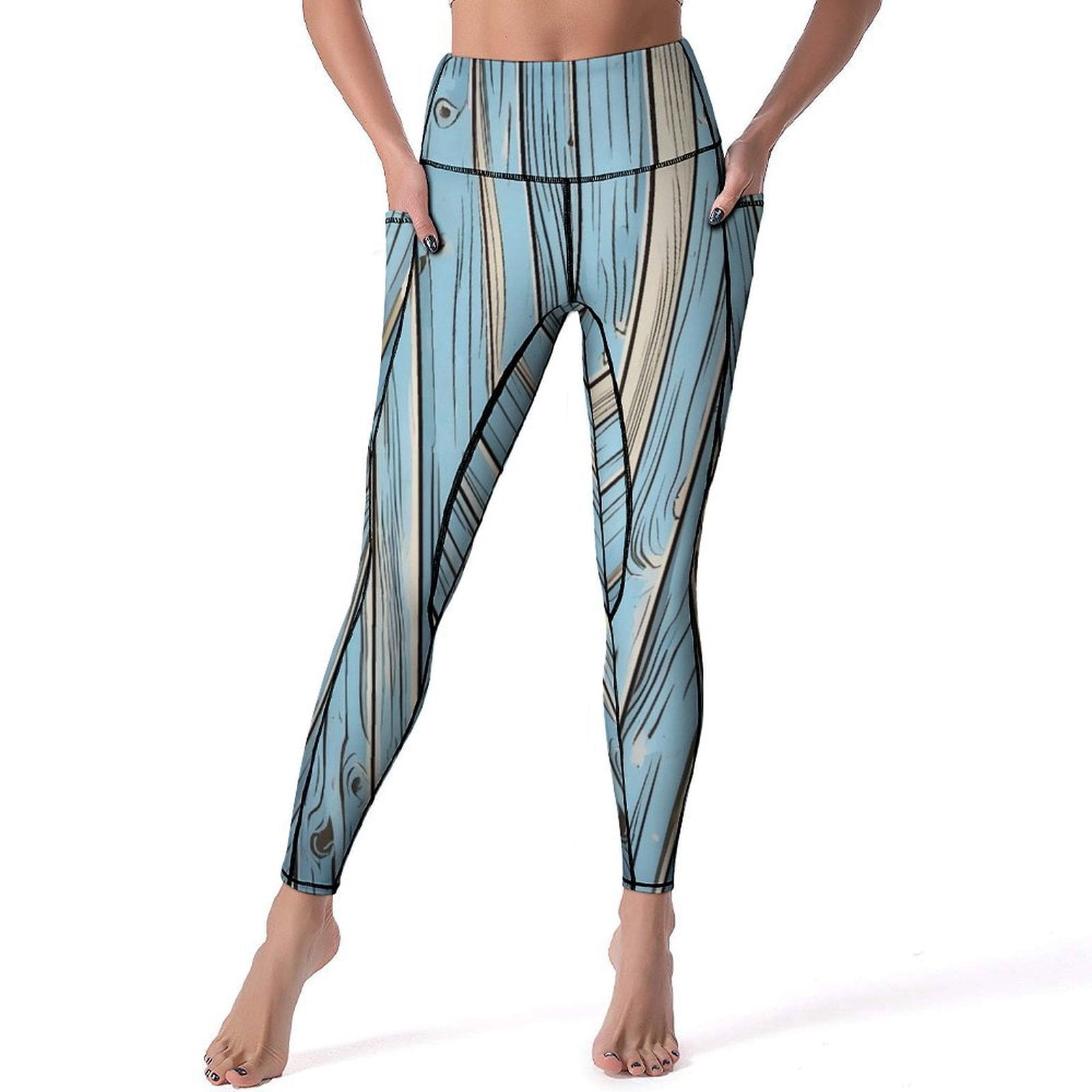 Blue Wood Plank Texture Leggings Legging Gym Gym Pants Gym Clothing ...