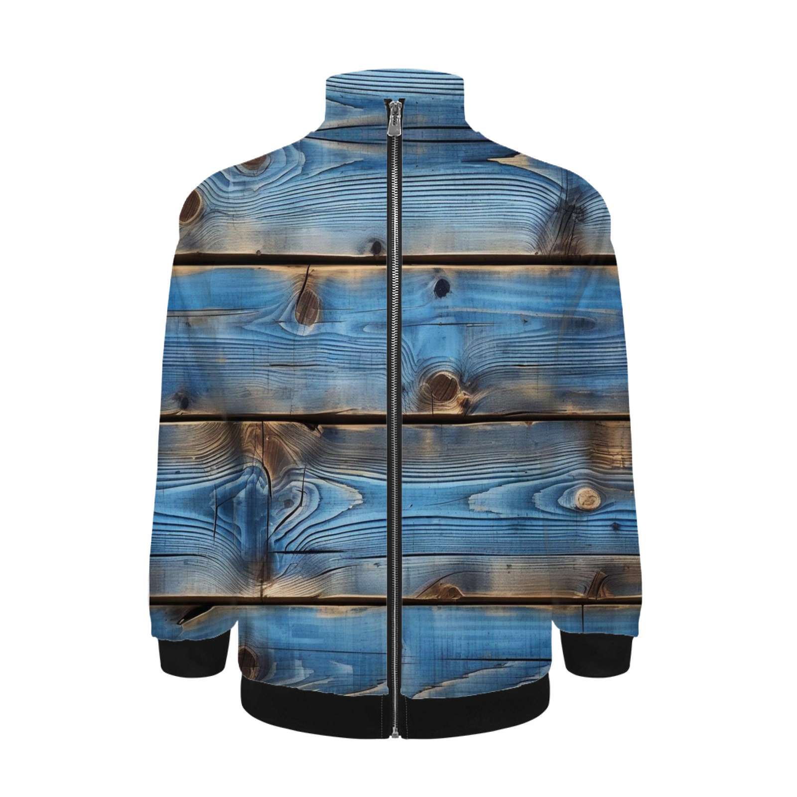 Blue Wood Planks Texture Jacket Men's Street Cool Long Sleeves Coat ...