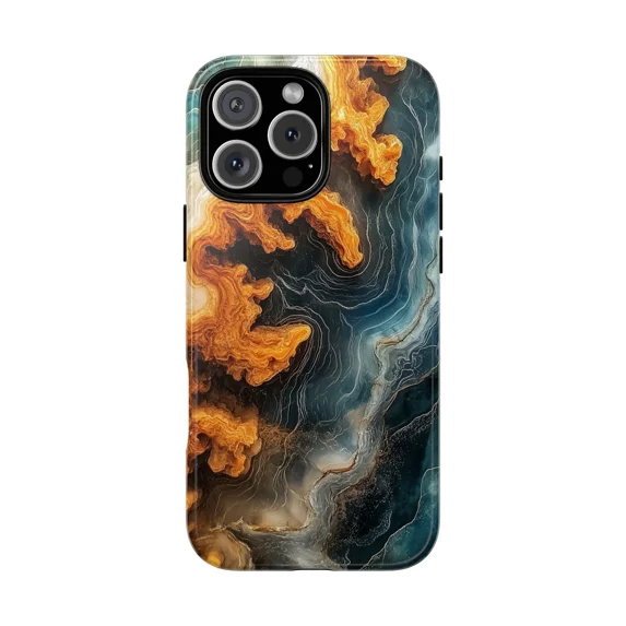 Blue Wood Resin Epoxy UV Art Design Phone Case for iPhone 17 to 11 Pro ...