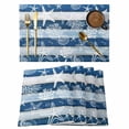 Blue Wood Striped Cotton Linen Placemats Set of 8, Nautical Starfish ...