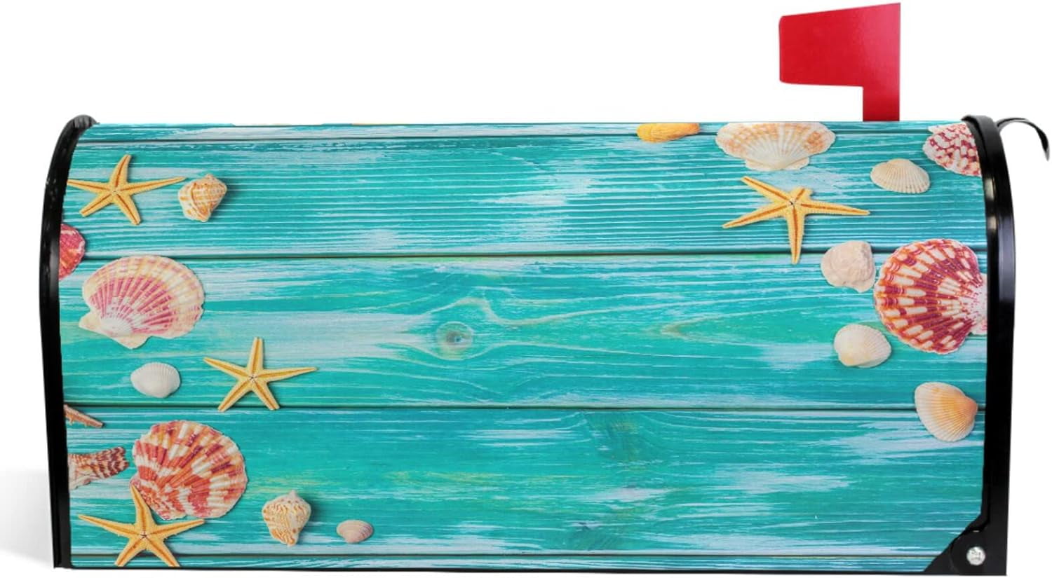 Blue Wooden Board Summer Mailbox Covers Magnetic Starfishs Seashells ...