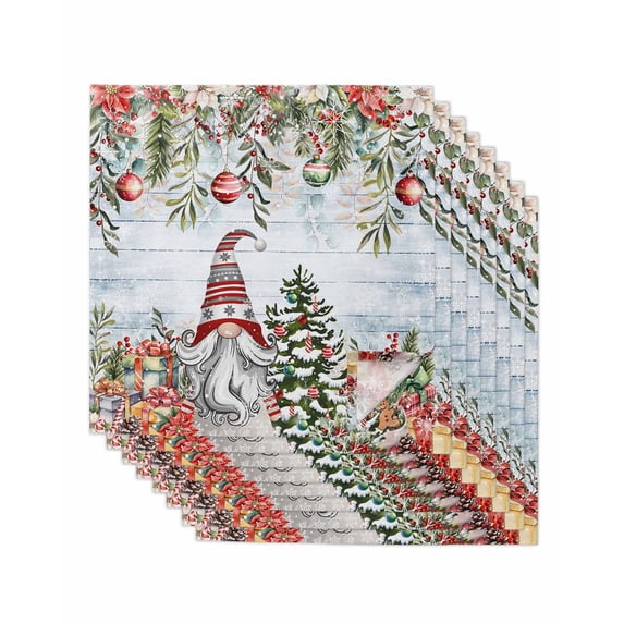 Blue Wooden Christmas Gnomes Cloth Napkins Set of 8 Reusable Dinner ...