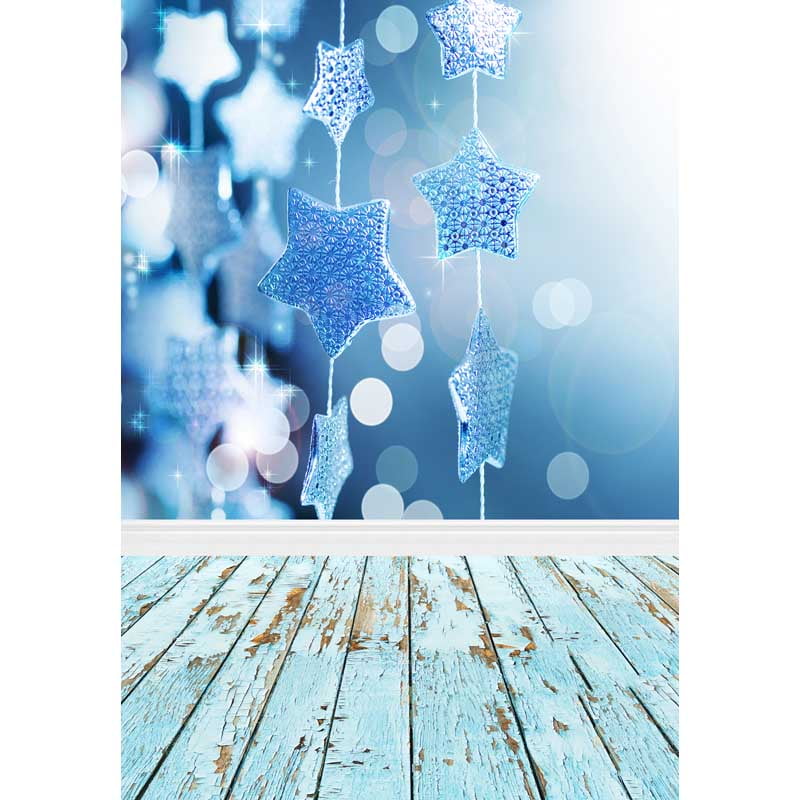 Blue Wooden Floor Photography Backdrops Stars Bokeh Backgrounds for ...