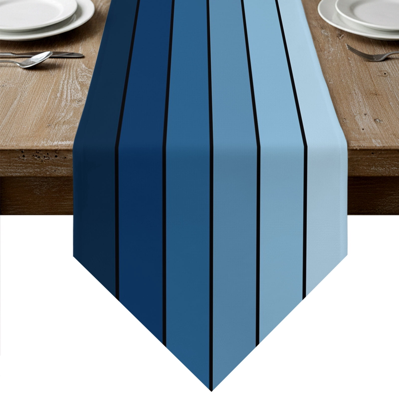 Blue Wooden Grain Table Runner Linen Burlap Table Runner 72 Inches Long ...
