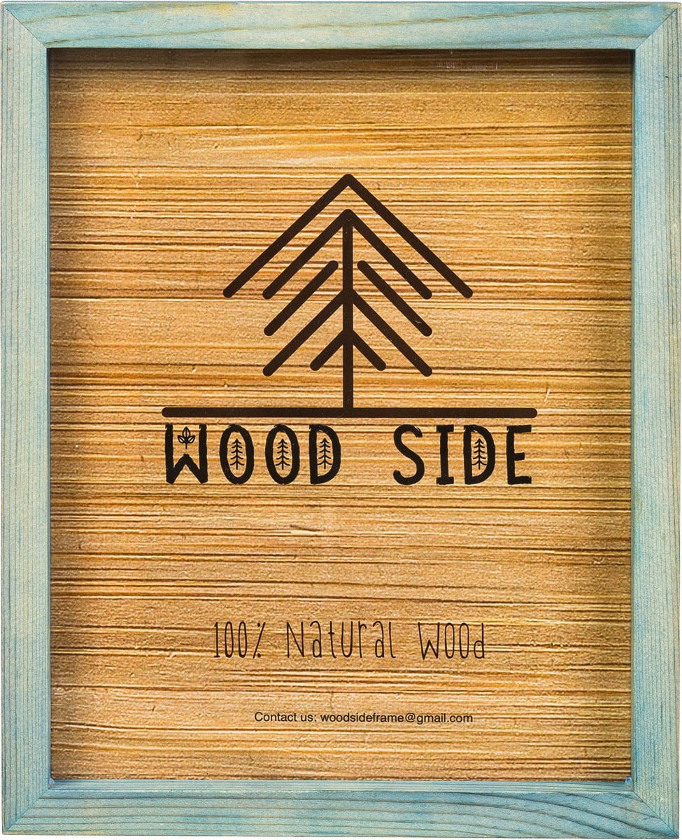 Blue Wooden Picture Frame 9x12 - Natural Rustic Solid Wood Thick ...