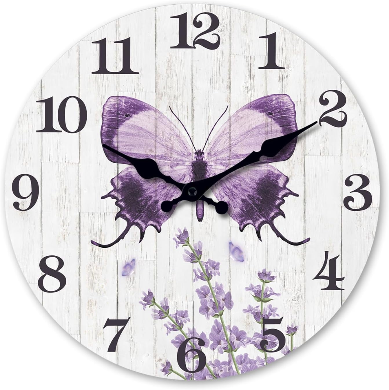 Blue Wooden Wall Clock 10 Inch Silent Wall Clocks Battery Operated ...
