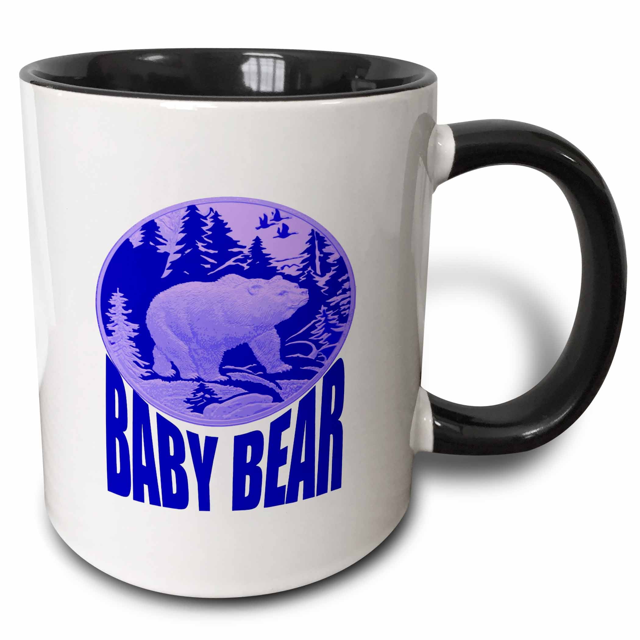 3drose, Blue Woodland Baby Bear Camping Cub, 15oz Two-tone Black Mug ...
