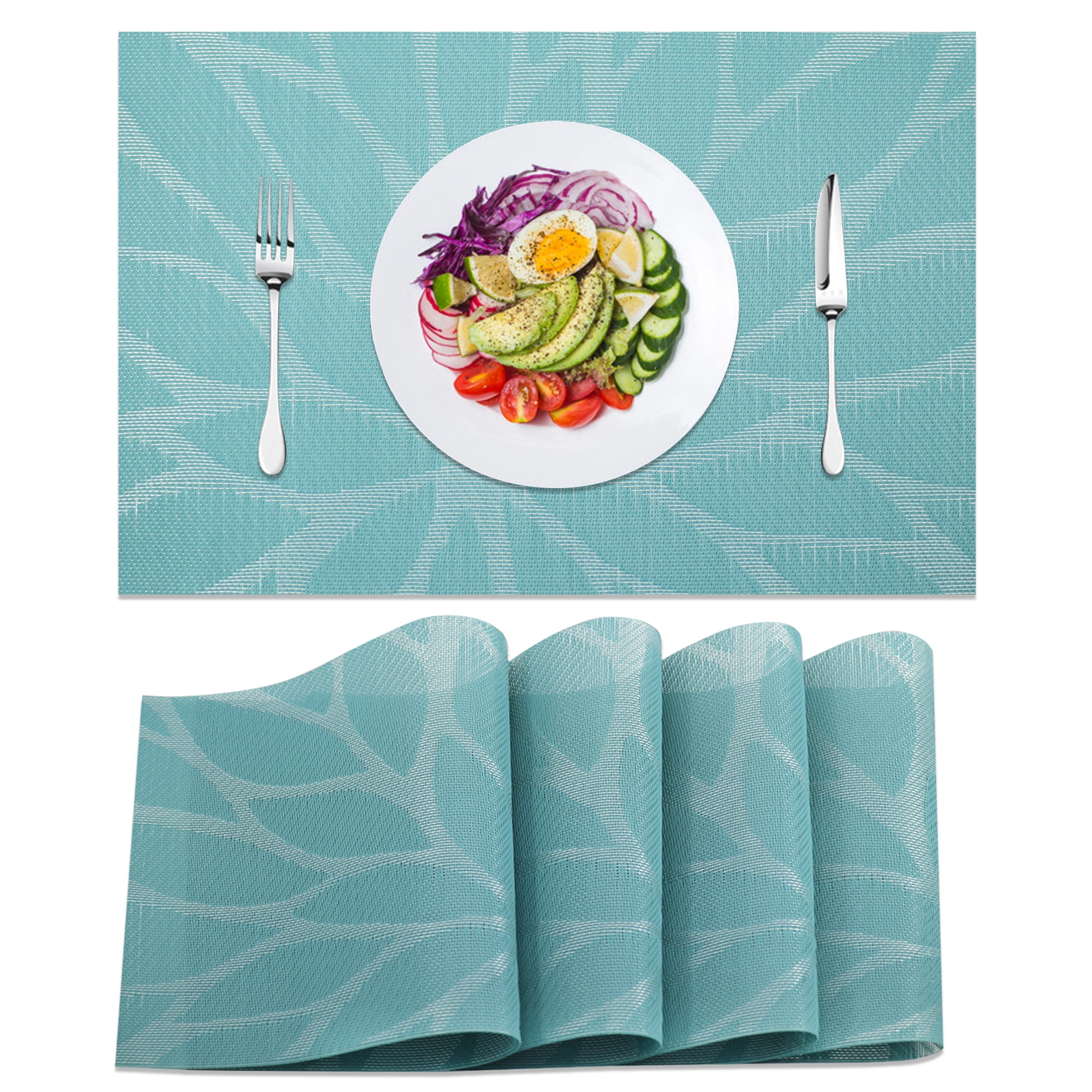Furrygo Placemats Set of 4, Woven Vinyl Placemats, Heat-Resistant Non ...