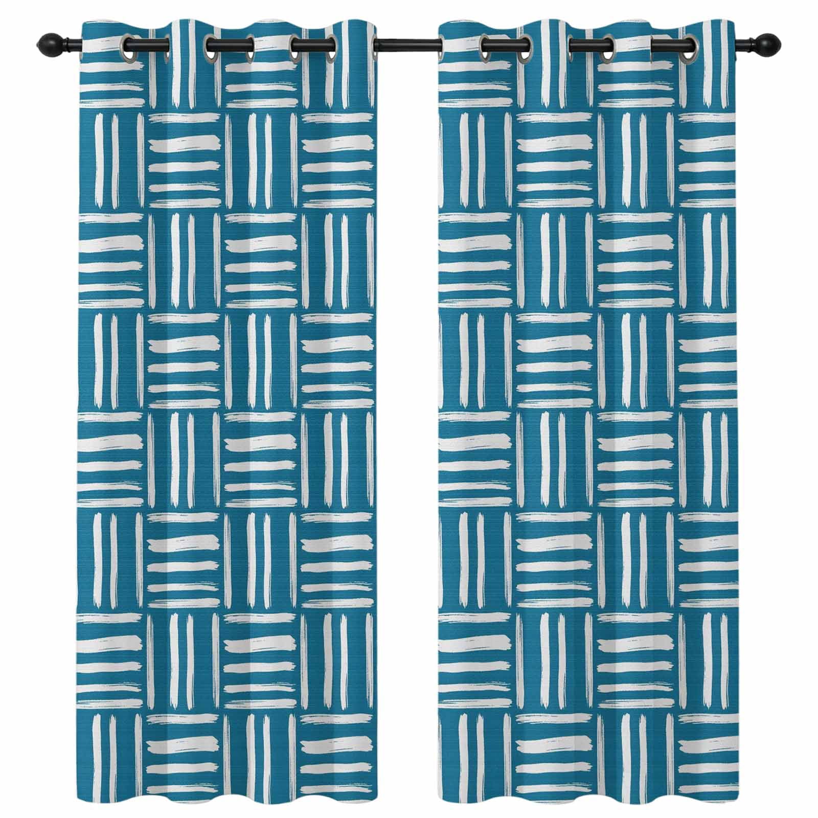 Blue Woven Texture Blackout Curtains 84 Inches Long, Modern Minimalist ...