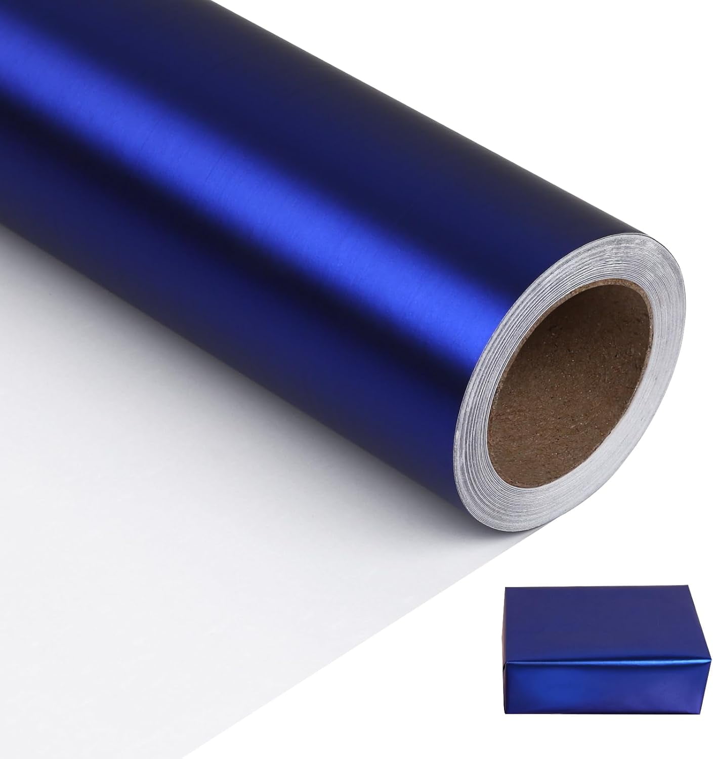 Blue Wrapping Paper - Solid Color Matte Metallic Blue Paper Roll ...