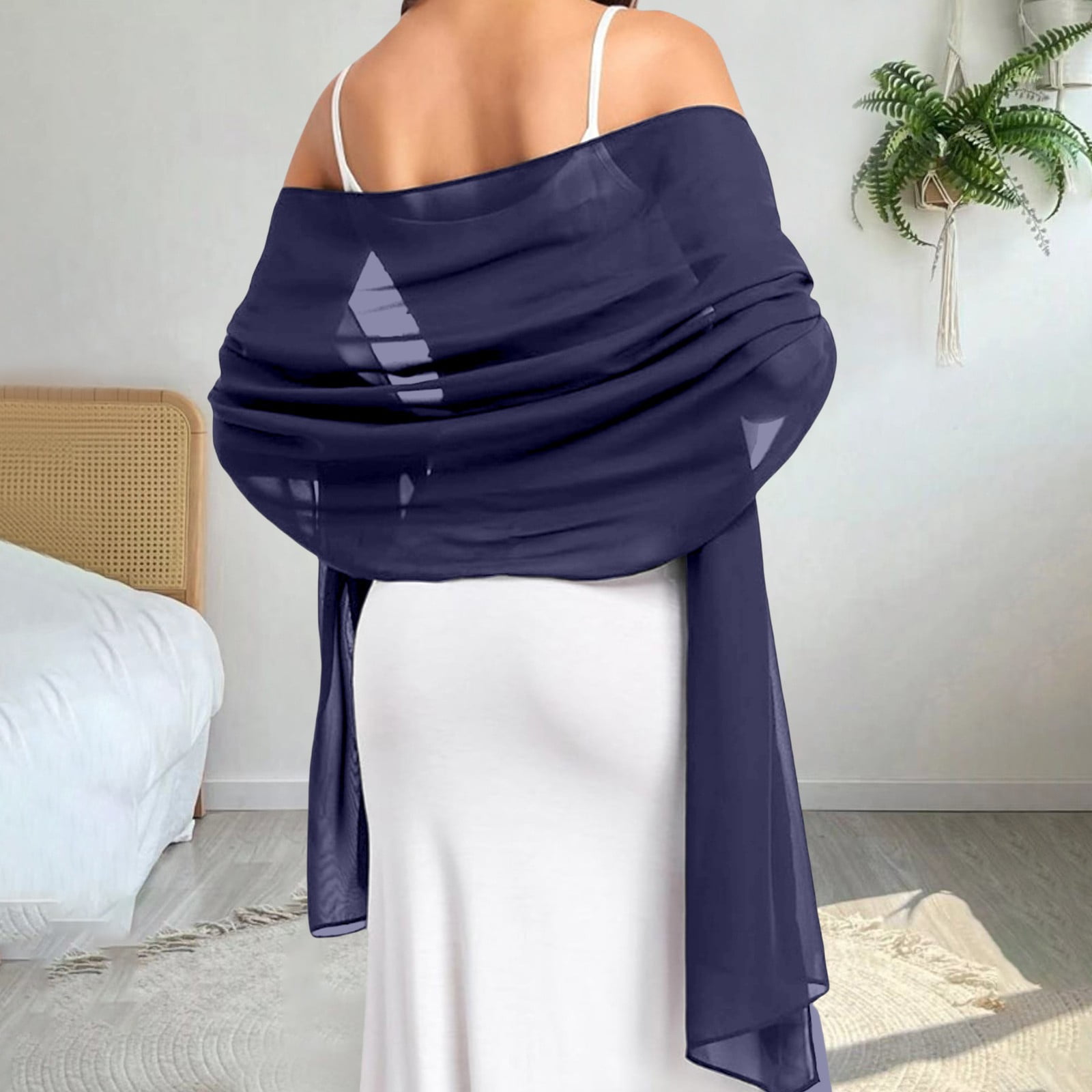 Blue Wraps Evening Gown Shawl Women's Chiffon Shawl Wedding Shawl ...