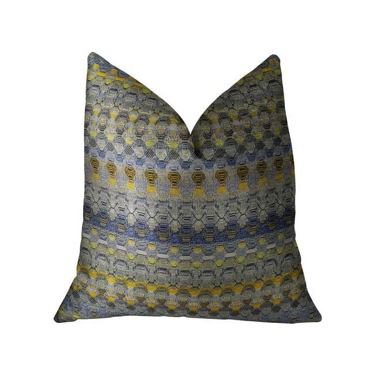 Blue Wynne Blue Navy & Yellow Handmade Luxury Pillow, 16 x 16 in ...