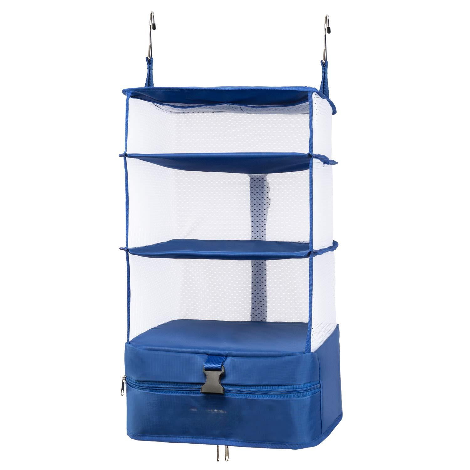 Blue X-Large Portable Hanging Travel Shelves Bag Packing Cube Organizer ...