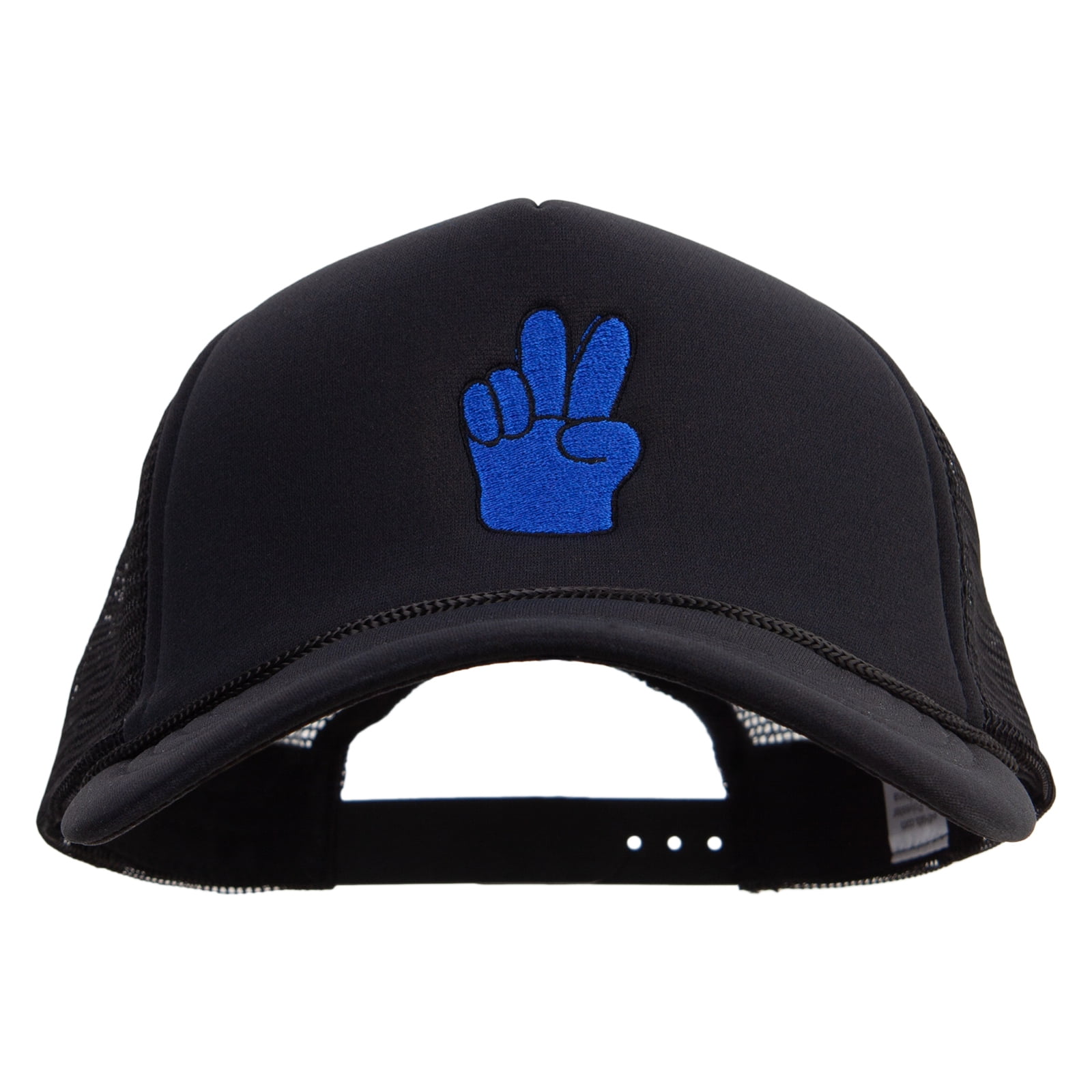 Blue Yeah Gesture Big Size Embroidered Big Foam Mesh Truck Cap - Black ...