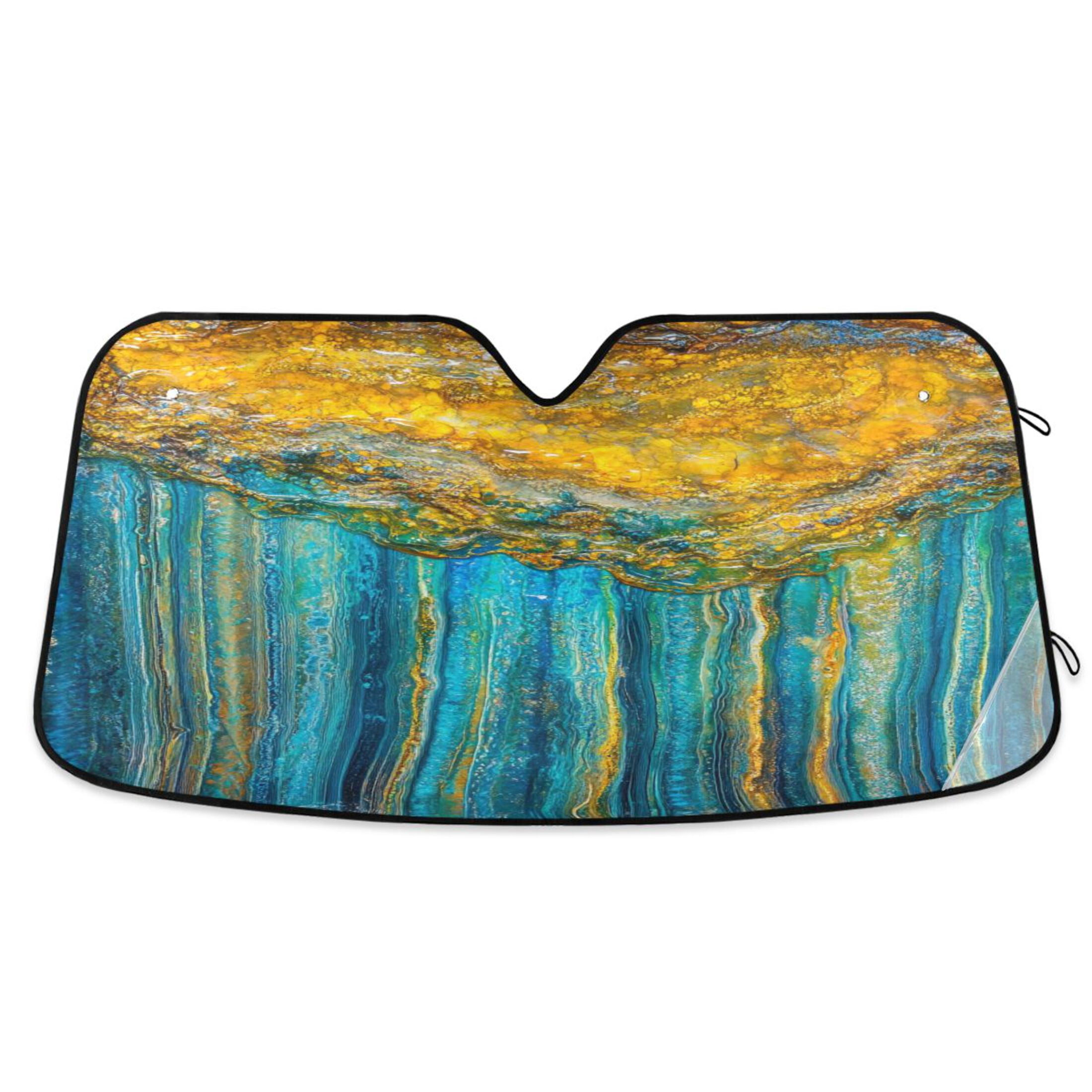Blue Yellow Abstract Art Car Sunshade 53x23.5in Windshield Sunscreen 4 ...