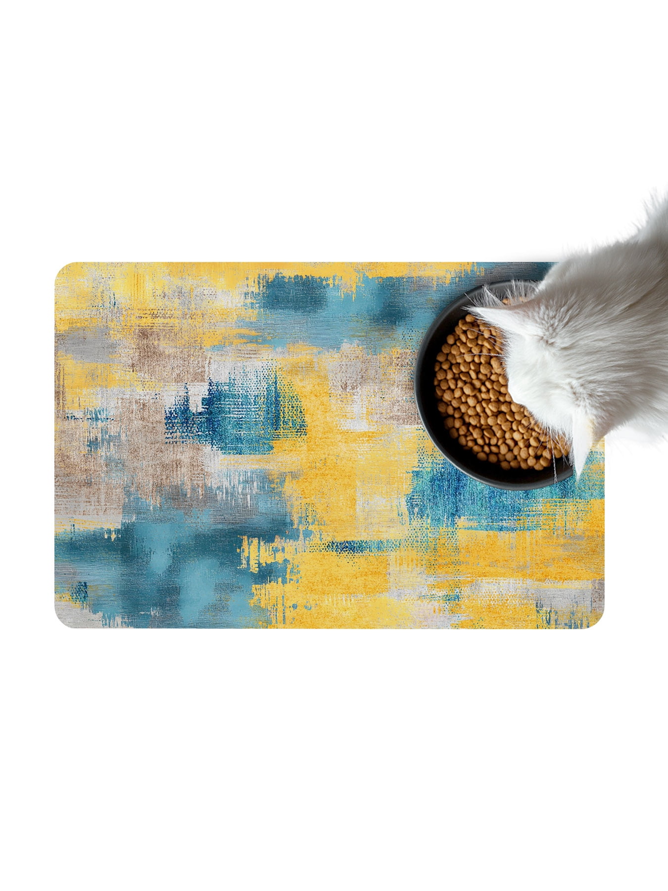 Blue Yellow Abstract Oil Painting Doormat Non Slip Diatomaceous Earth ...