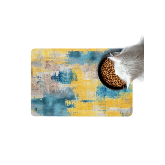 Blue Yellow Abstract Oil Painting Doormat Non Slip Diatomaceous Earth ...