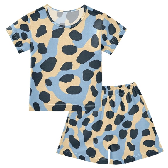 Blue Yellow Background Pattern Summer Pajama Set Soft Cotton Short ...