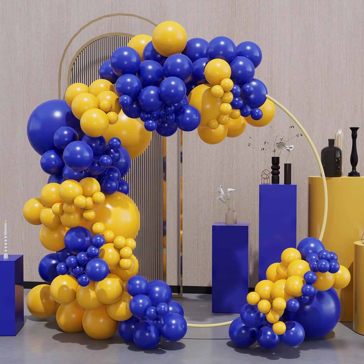 Blue and Yellow Balloon Arch Kit-134pcs Royal Blue and Lemon Yellow ...