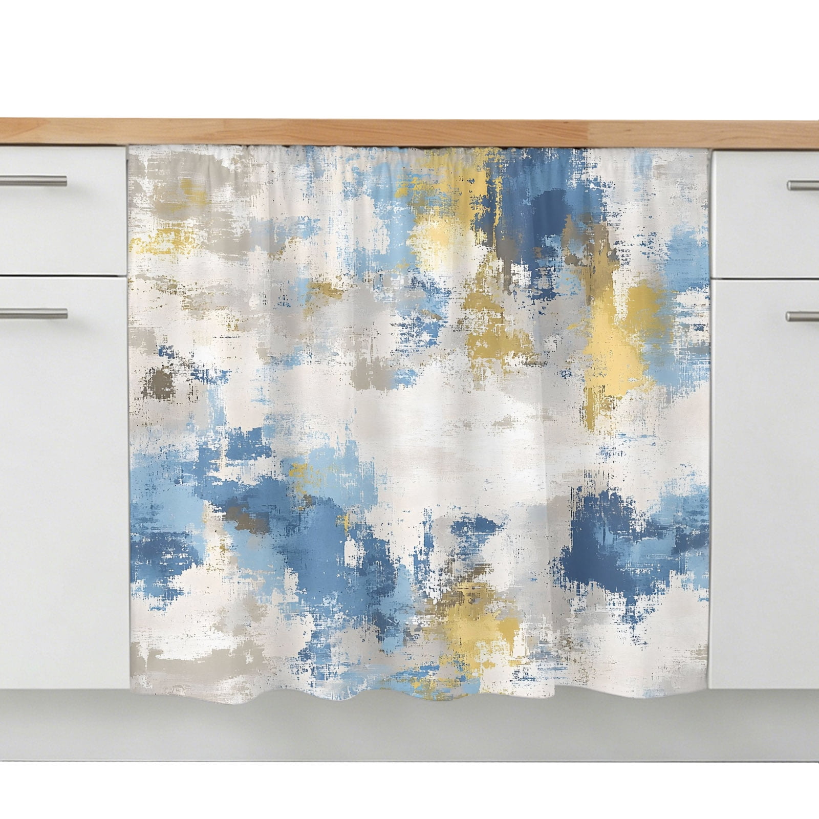 Blue Yellow Beige Sink Skirt 10"W x 11"L,Dustproof Under Sink Curtain ...