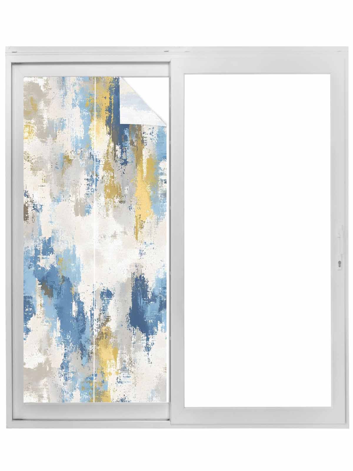 Blue Yellow Beige Window Privacy Film Stained Glass Window Film ...