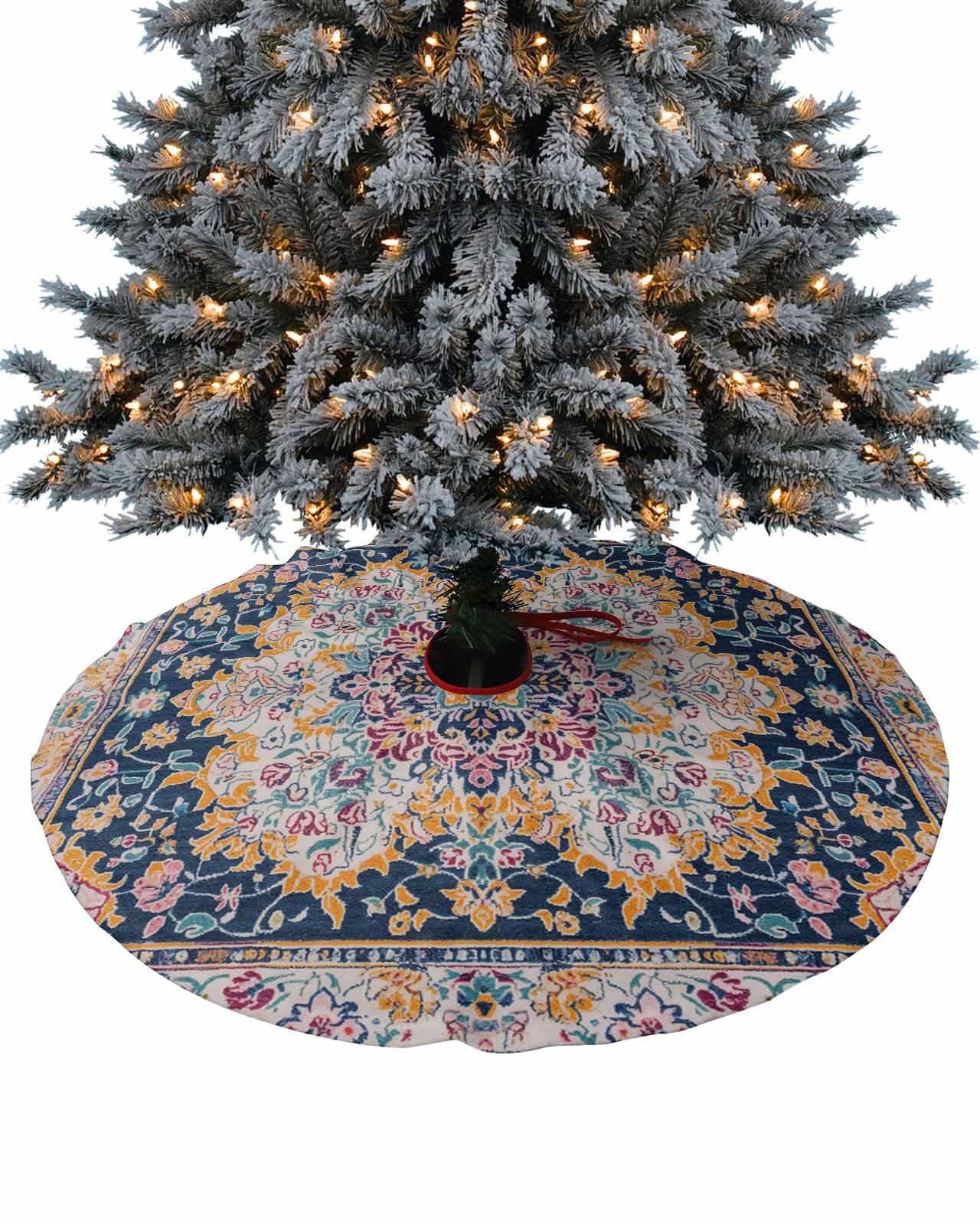 Blue Yellow Boho Christmas Tree Skirt 36 Inches Large Christmas Skirt ...