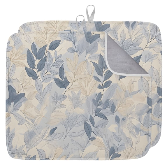 Blue Yellow Botanical Dish Drying Mat for Kitchen Counter, Spring ...