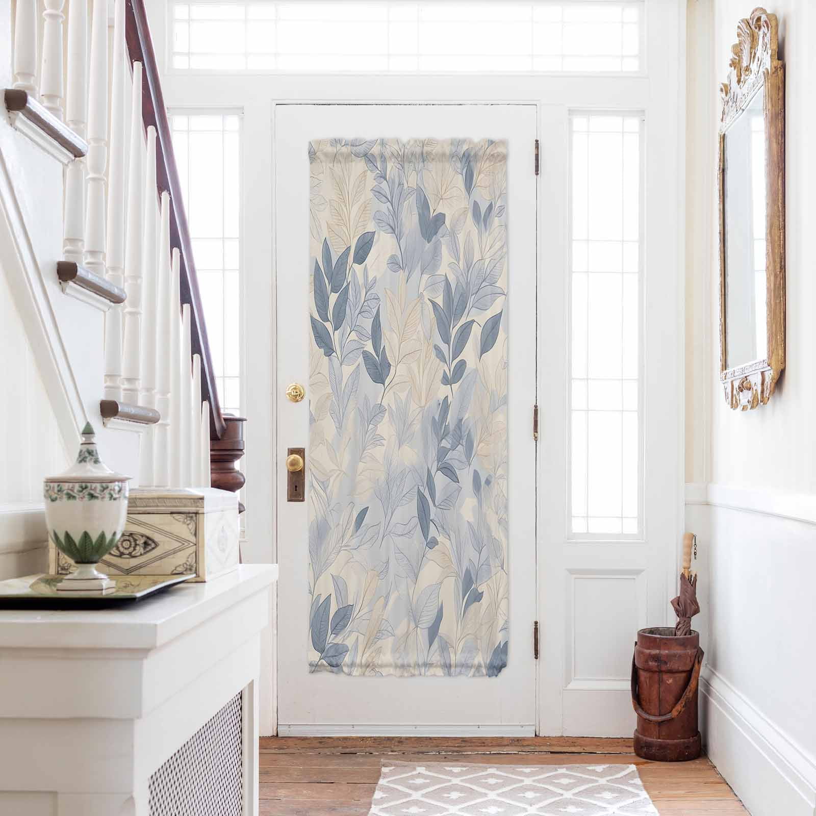 Blue Yellow Botanical Door Curtains for Door Window, French Sidelight ...